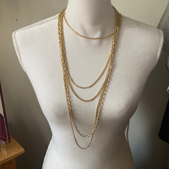 Vintage | Jewelry | 6 Strand Multi Strand Chains Boho Style Gold Tone ...